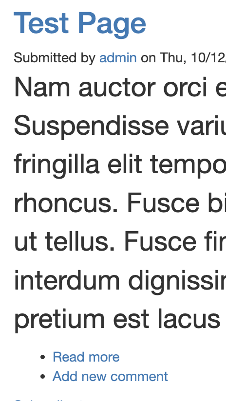 Remove bullets from Read more button and Add new comment link, Needs to be styled also ...